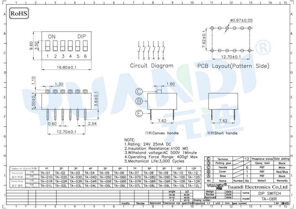 Yuandi TA-06R technical drawing page