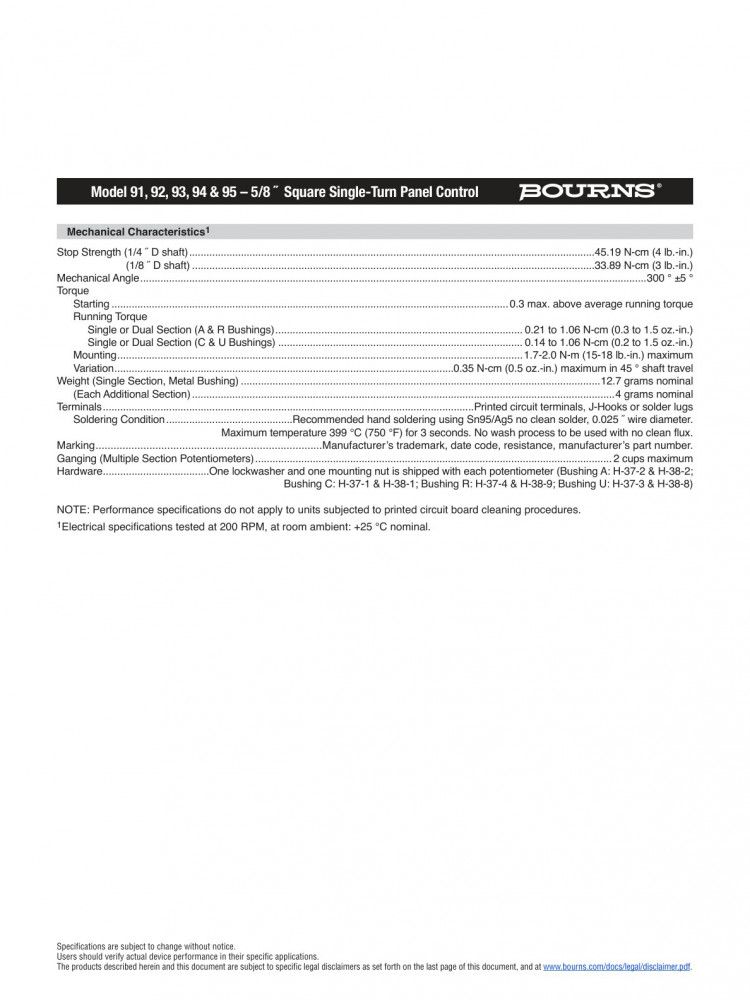 Model 91–95 panel control technical document, page 2