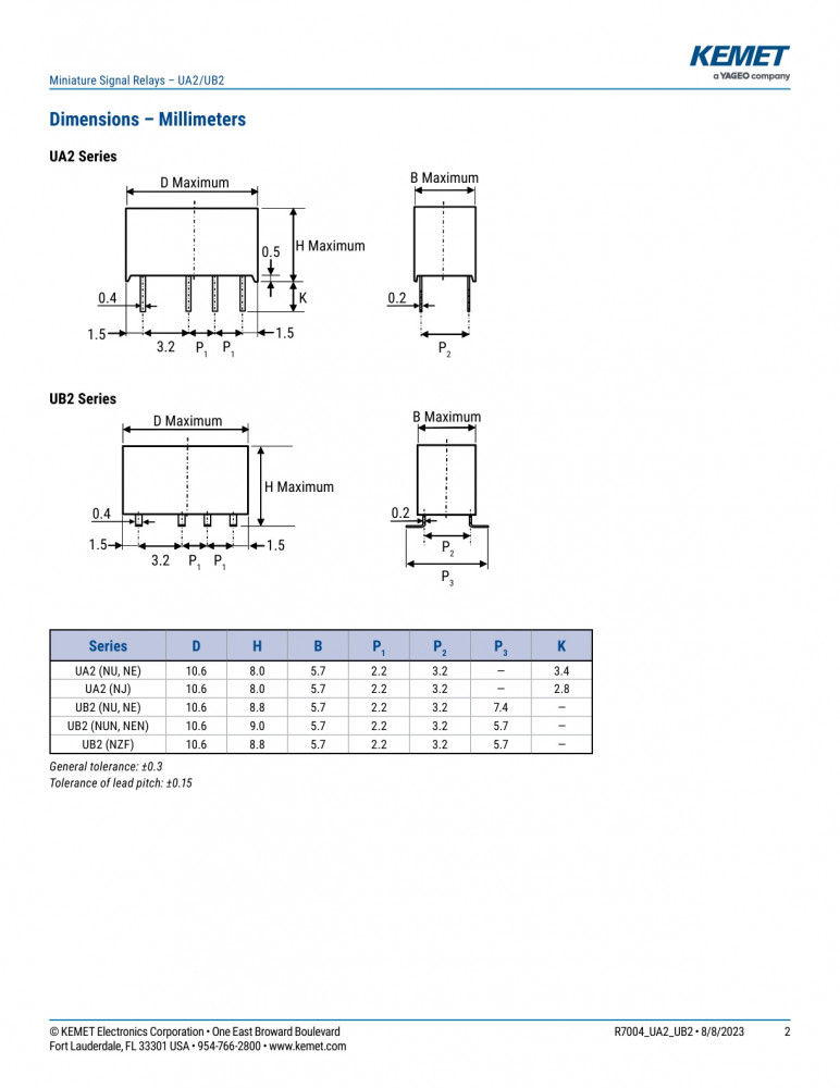 KEMET UA2-5NJ datasheet page 2