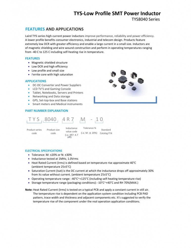 Laird TYS8040 datasheet page 1