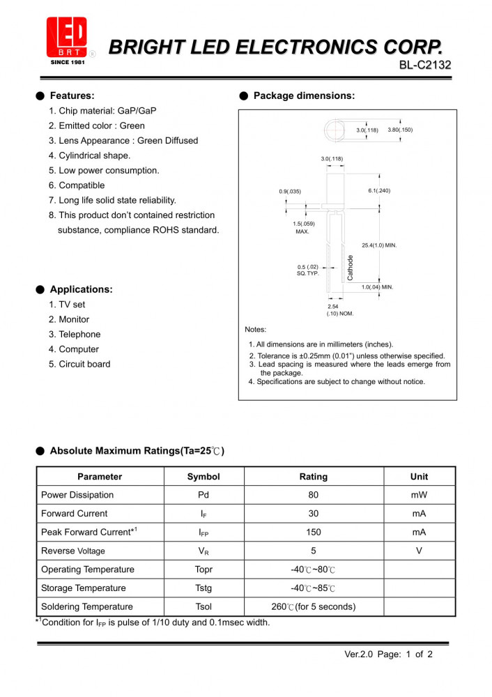 BL-C2132 datasheet page 1