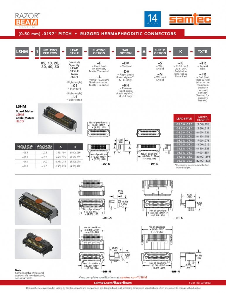 Samtec LSHM connector technical document page 2