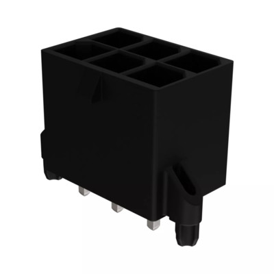 Mega-Fit Vertical Header, 5.70mm Pitch, Through Hole, Dual Row, 6 Circuits, 0.76µm Gold (Au) Plating, 3.73mm Tail Length, Glow-Wire Capable, Tape and Reel, Black for sale