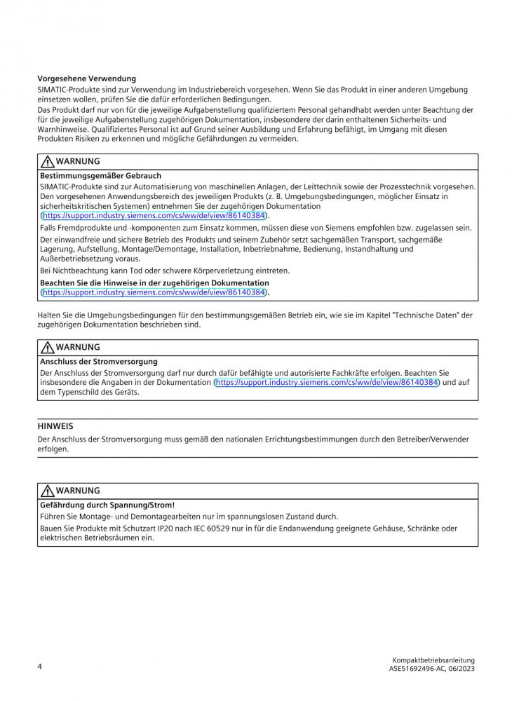 SIMATIC compact operating instructions page 4