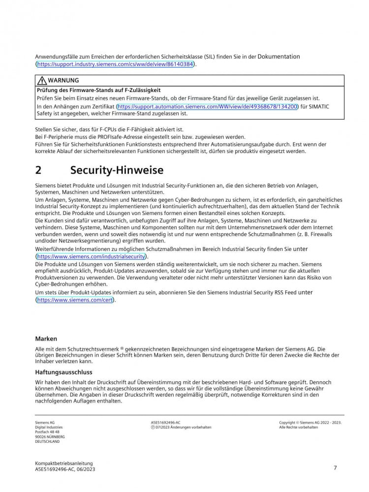 SIMATIC compact operating instructions page 7