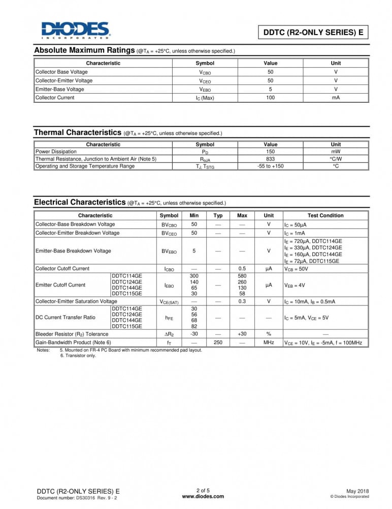 DDTC144GE-7-F datasheet page 2