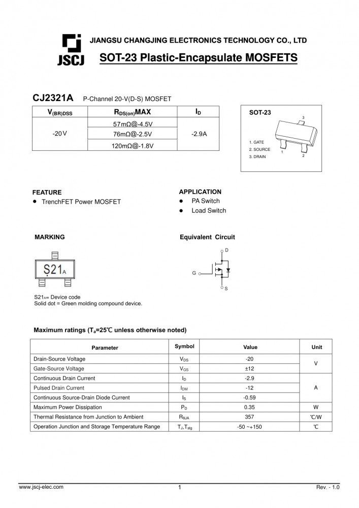 CJ2321A datasheet page 1