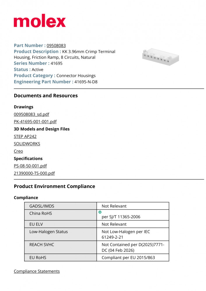 KK 396 product specification page 1