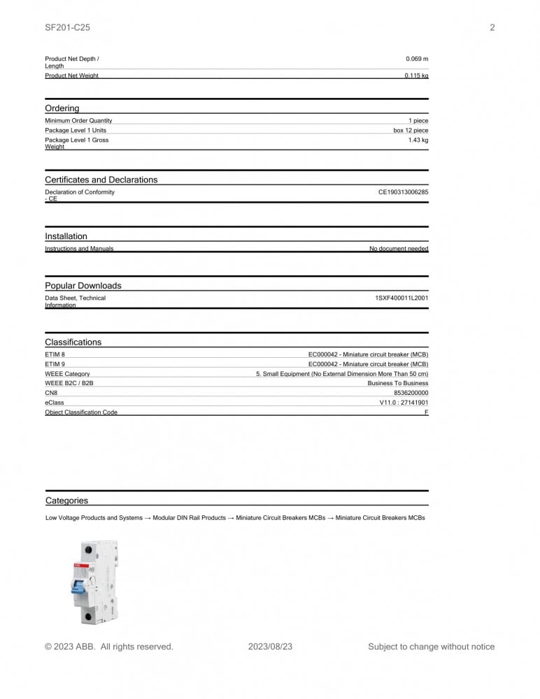 SF201-C25 technical document page 2