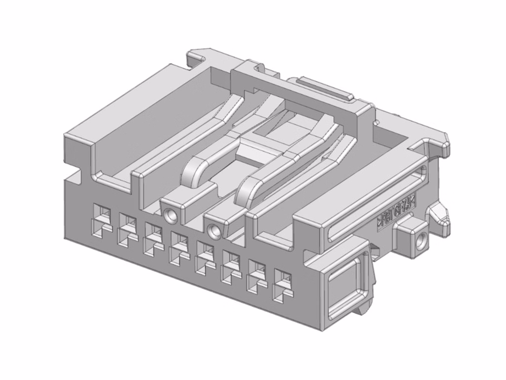 Mini50 Unsealed Receptacle, Single Row, UL 94 HB, with CPA, 8 Circuits, Polarization Option B, Gray