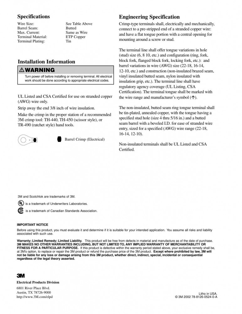 3M MU14-10R/LK technical document page 2