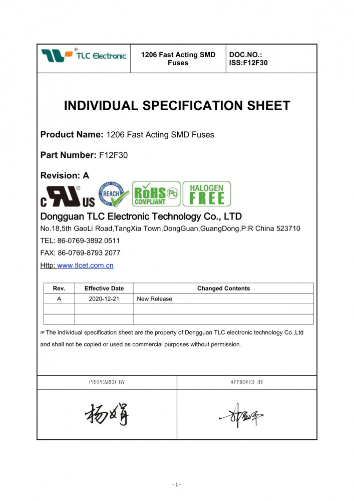 F12F30 datasheet page 1
