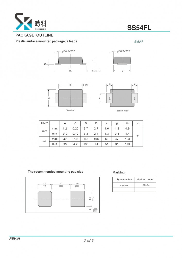 SS54FL datasheet page 3