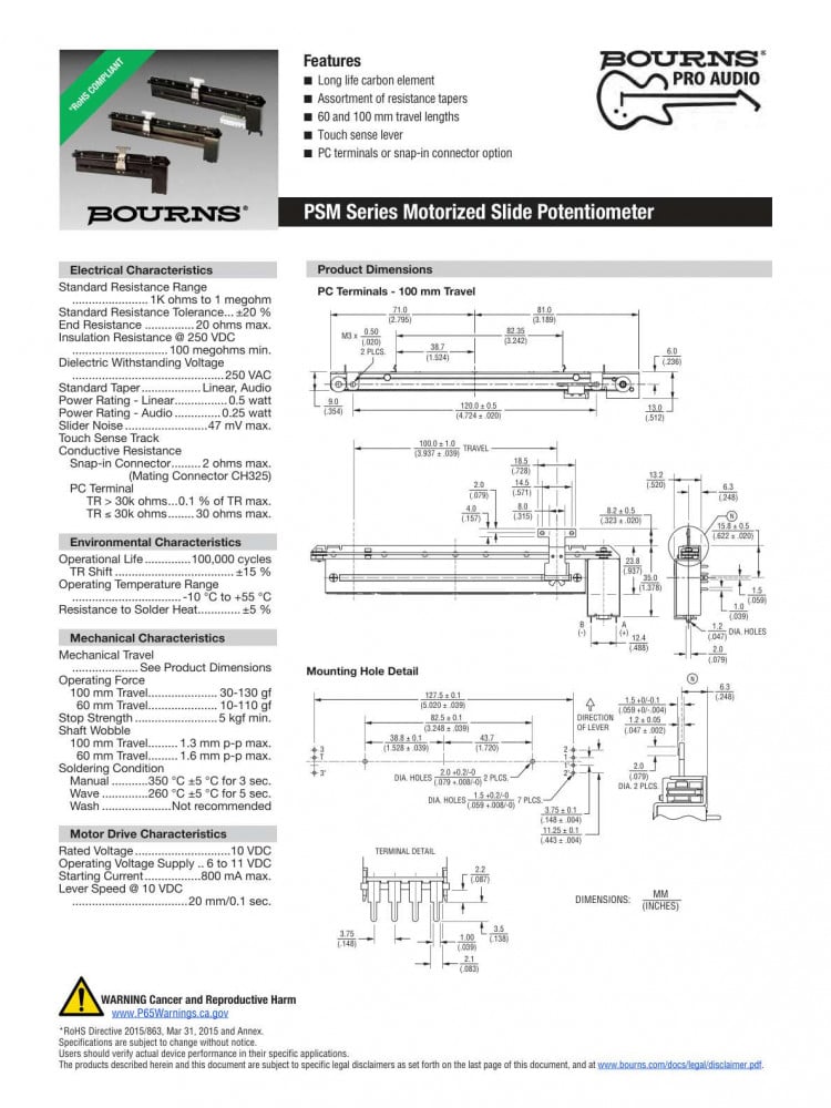 BOURNS PSM series datasheet page 1
