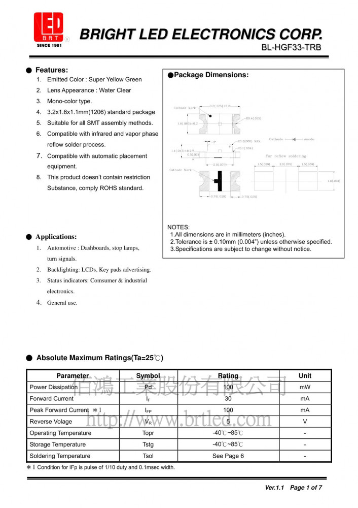 BL-HGF33-TRB datasheet page 1