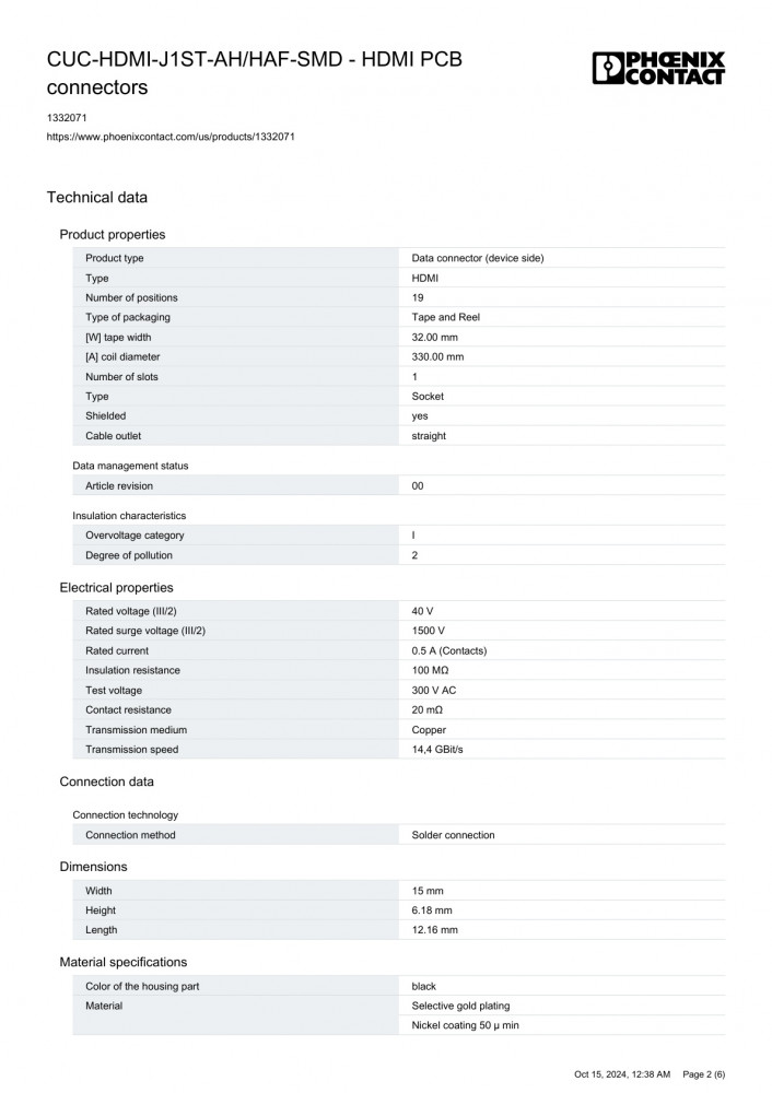 Phoenix Contact 1332071 technical document page 2