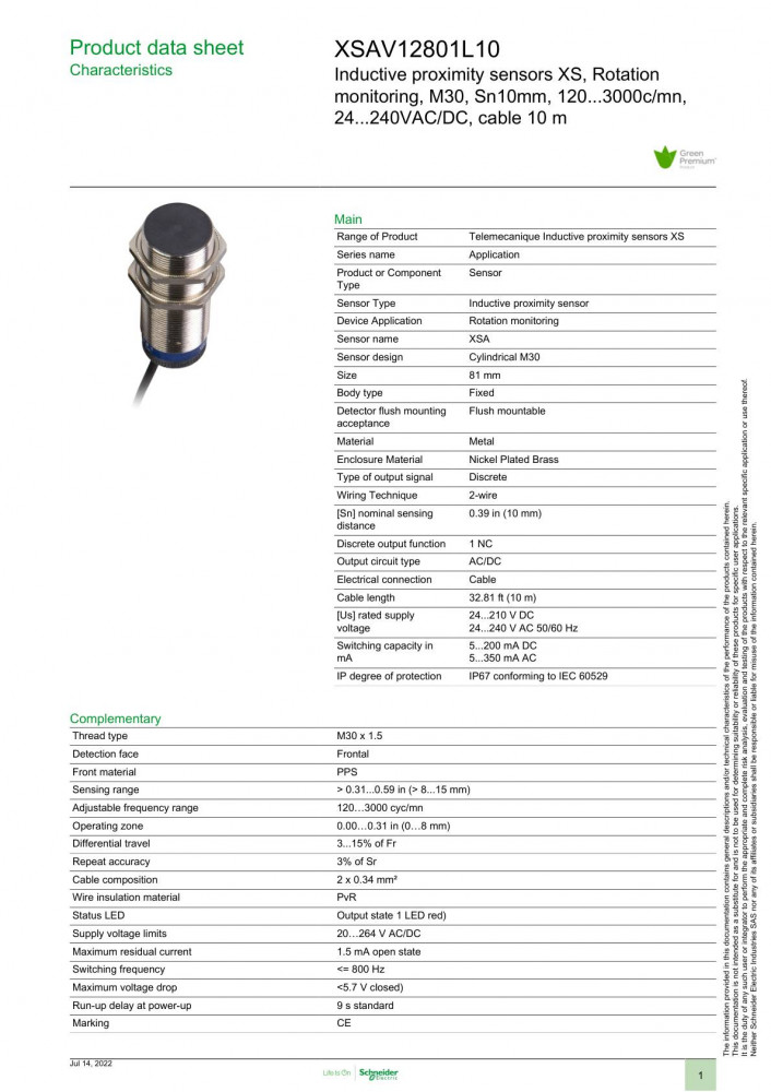 XSAV12801L10 technical document page 1