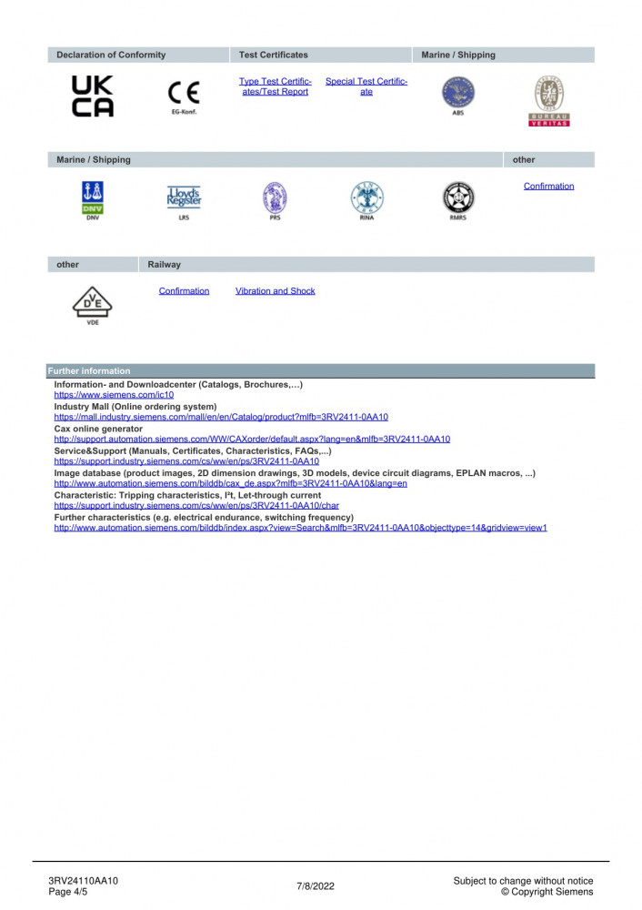 3RV24110AA10 datasheet page 4