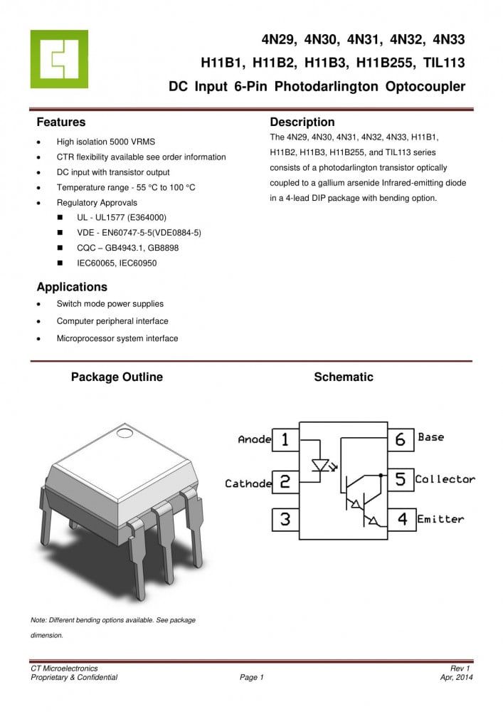 CT4N33 datasheet page 1