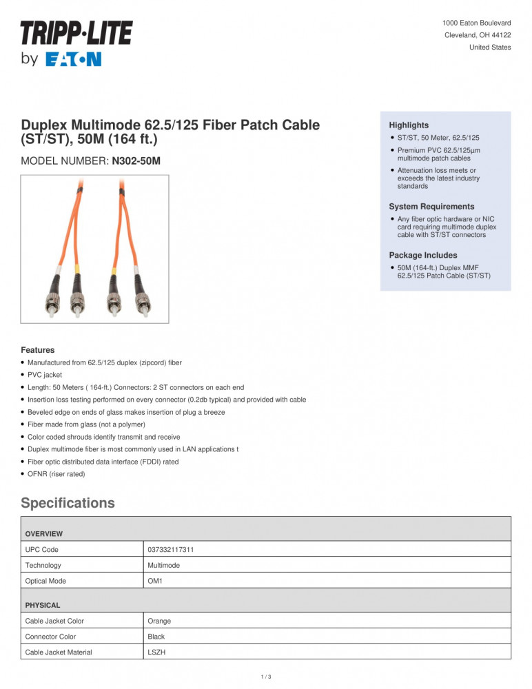 N302-50M technical document page 1
