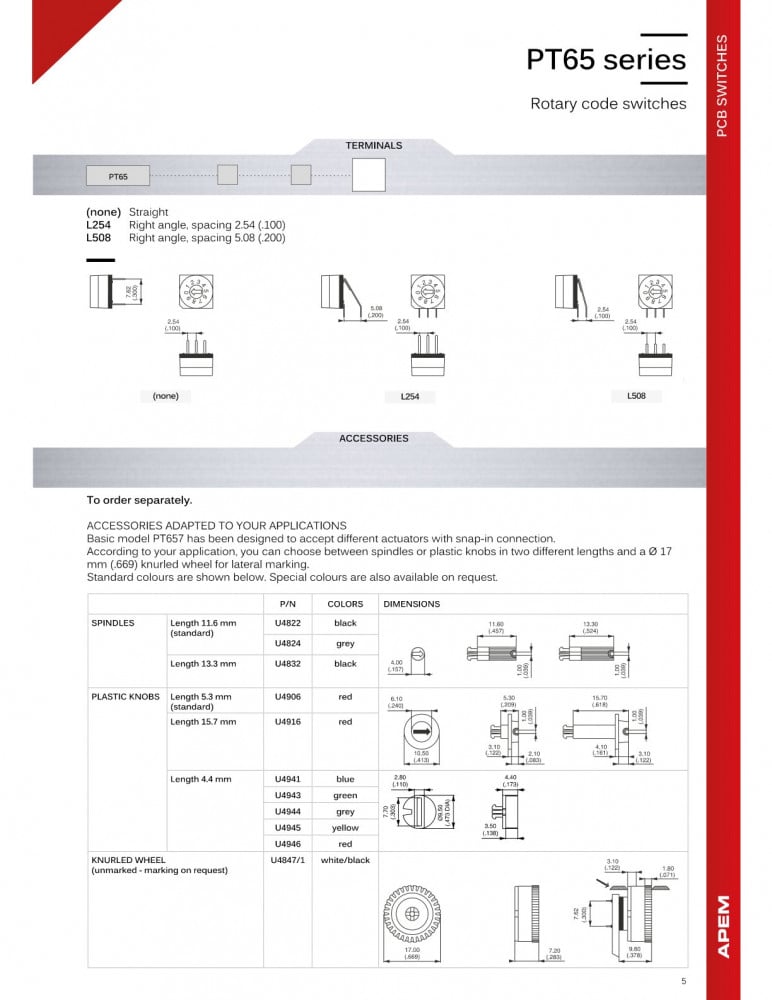 APEM PT65 datasheet page 5