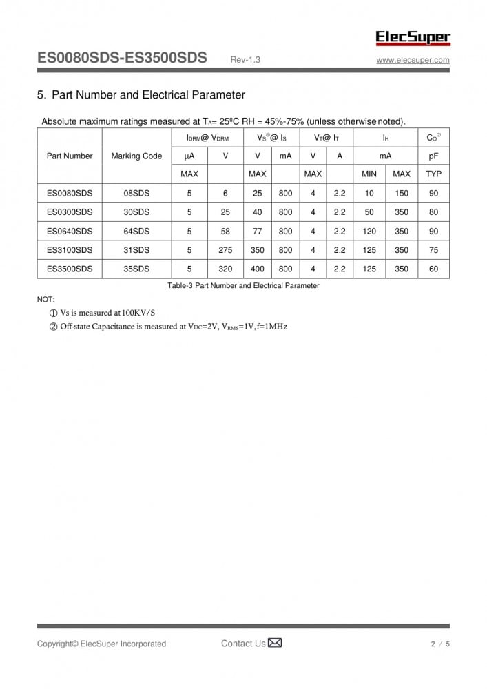 ES3100SDS datasheet page 2