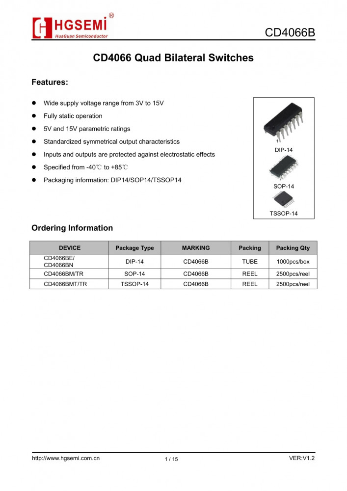 CD4066BM/TR datasheet page 1