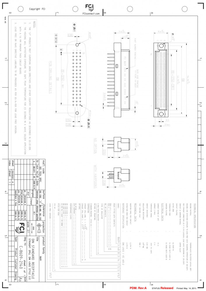Amphenol 86094328314H55V1LF product drawing preview