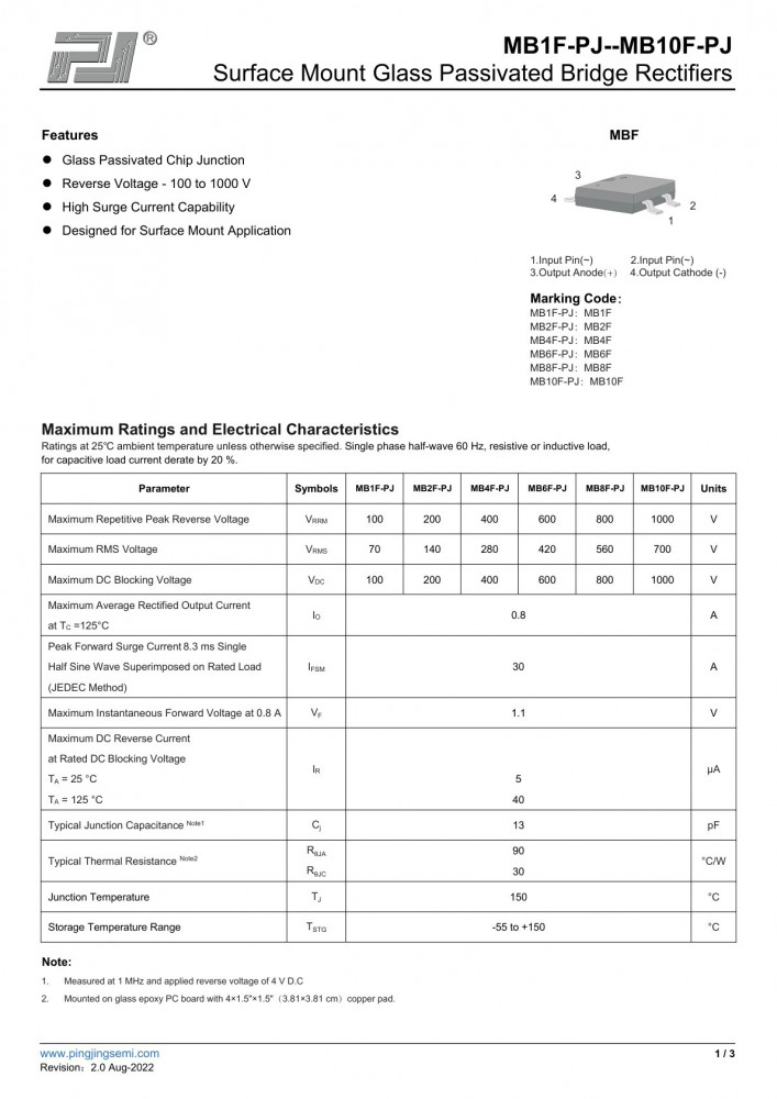 MB6F-PJ datasheet page 1