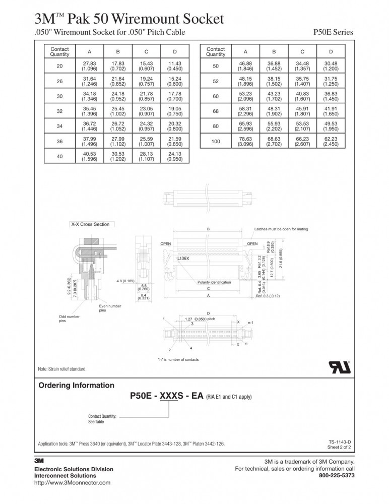 3M P50E wiremount socket technical document page 2