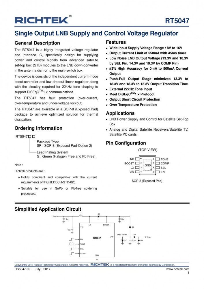 RT5047 datasheet page 1