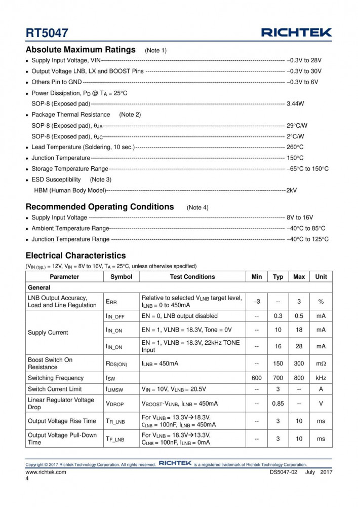 RT5047 datasheet page 4