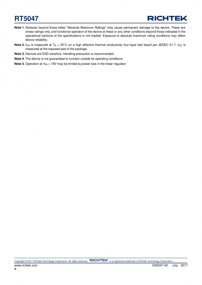 RT5047 datasheet page 6