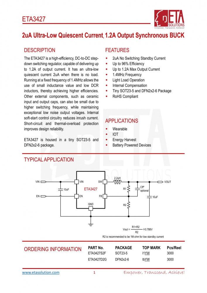 ETA3427 datasheet page 1