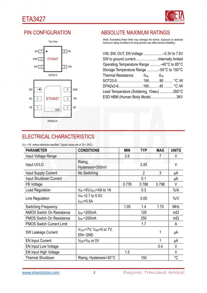 ETA3427 datasheet page 2