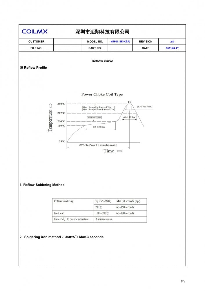 COILMX MTP2918E-H specification page 8