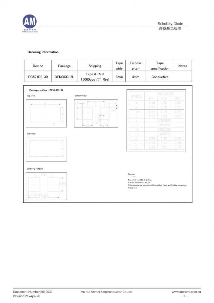 RB521D3-30 datasheet page 3