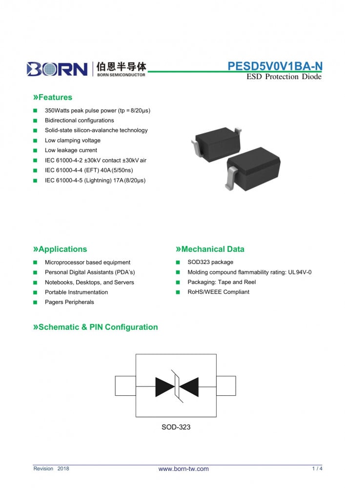PESD5V0V1BA-N datasheet page 1