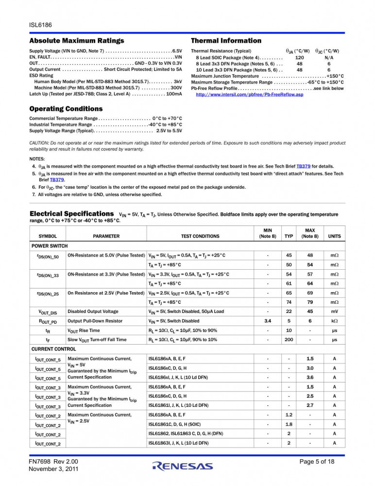 ISL6186 datasheet page 5