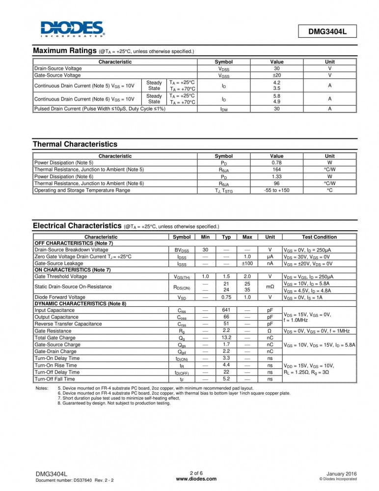 DMG3404L-7 datasheet page 2