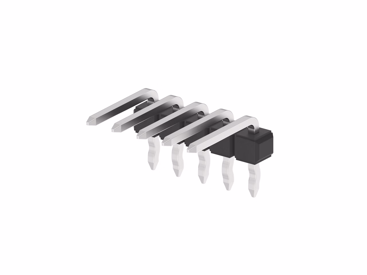 KK 254 Breakaway Header, Right-Angle, 4 Circuits, Tin (Sn) Plating, Mating Pin Length 10.29mm, with Kinked PC Tails, Bag