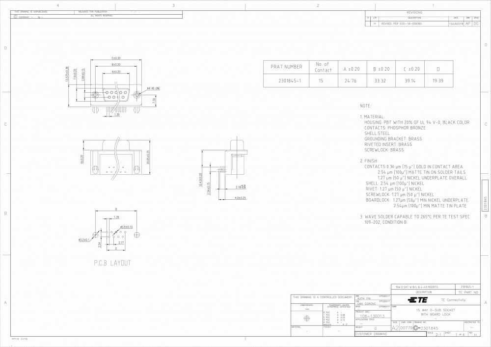 TE Connectivity 2301845-1 drawing page 1
