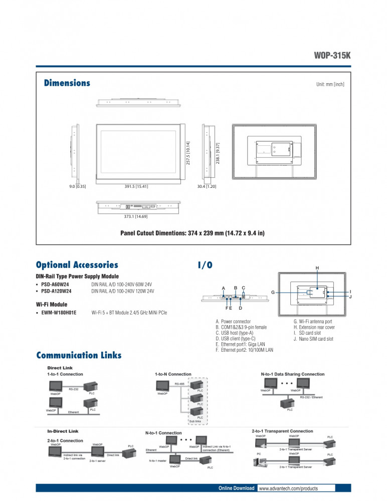 WOP-315K product documentation page 2