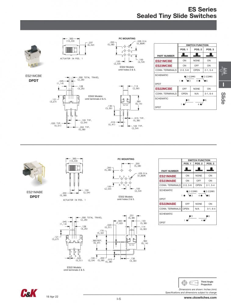 C&K ES Series datasheet page 2