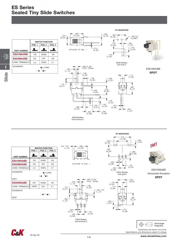 C&K ES Series datasheet page 3
