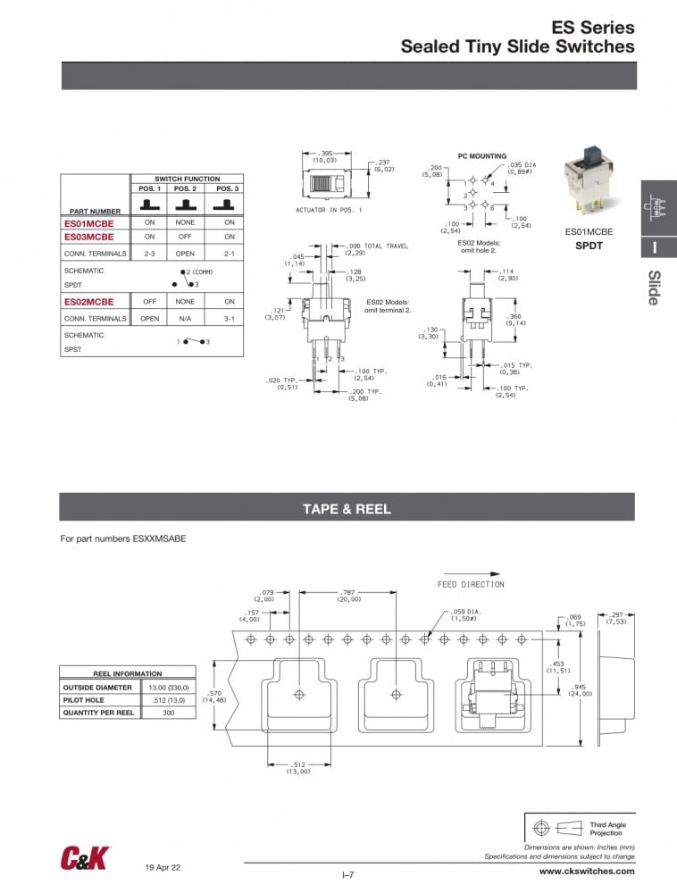 C&K ES Series datasheet page 4