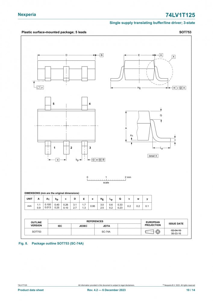 74LV1T125GWH datasheet page 10