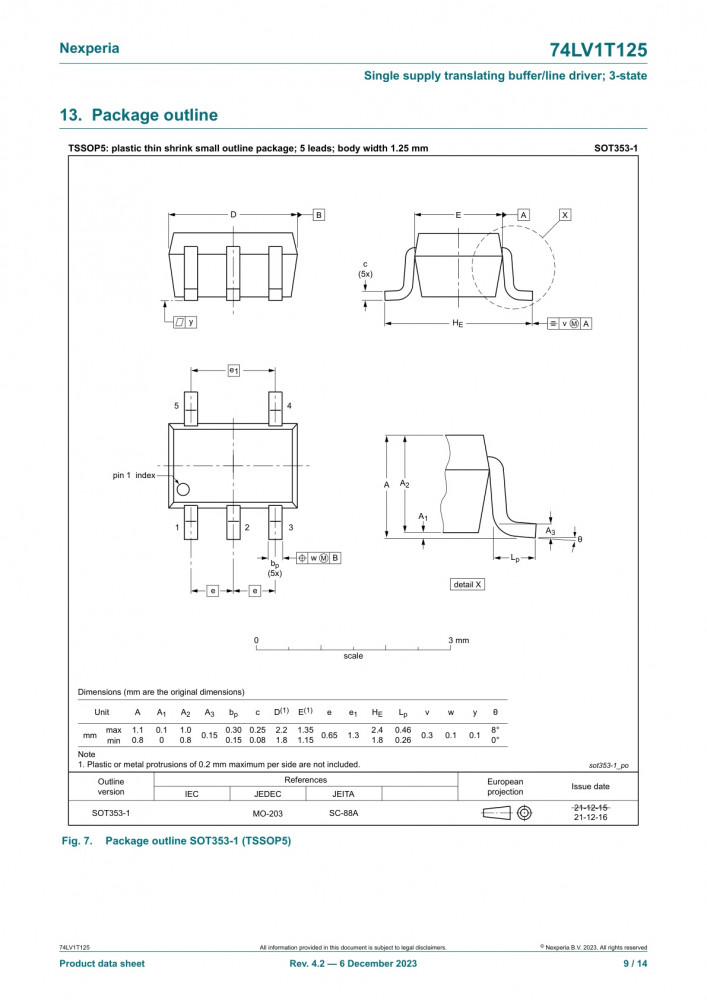 74LV1T125GWH datasheet page 9