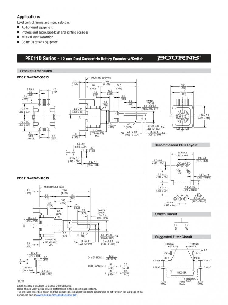 BOURNS PEC11D series datasheet page 2