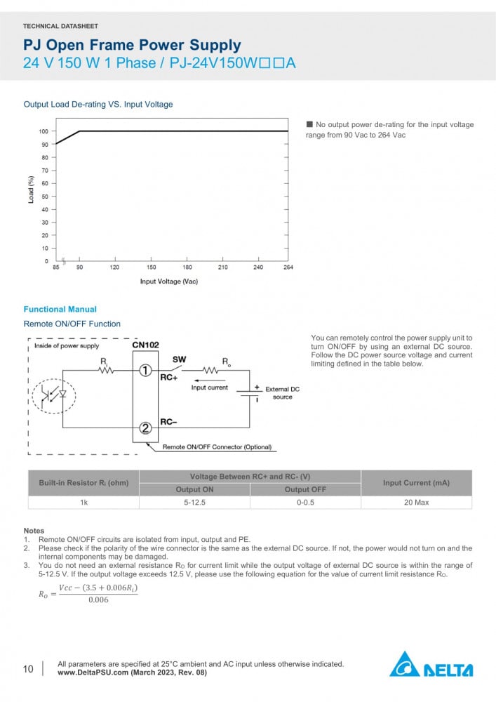 DELTA PJ series datasheet page 10